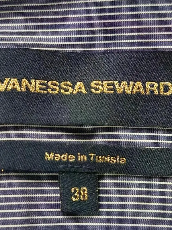 Vanessa Seward Striped Belted Shirt Dress