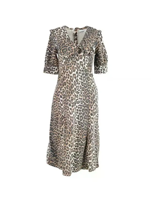 GANNI Leopard-print Midi Dress