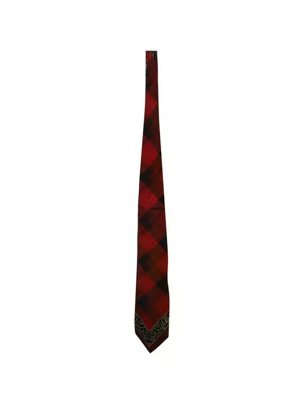 Versace Plaid Printed Neck Tie - Red