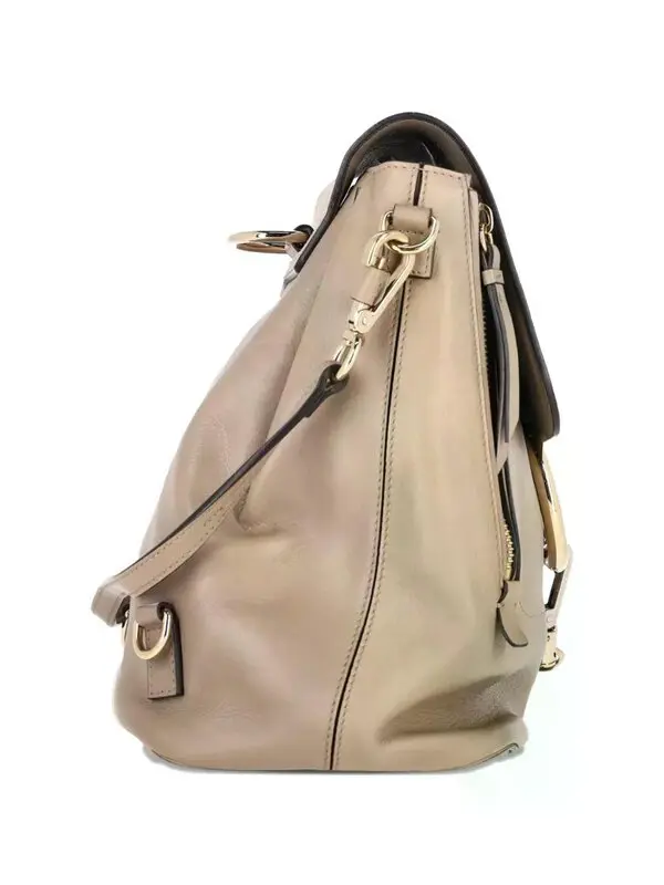 Chloé Faye Zip Leather Backpack - Neutrals