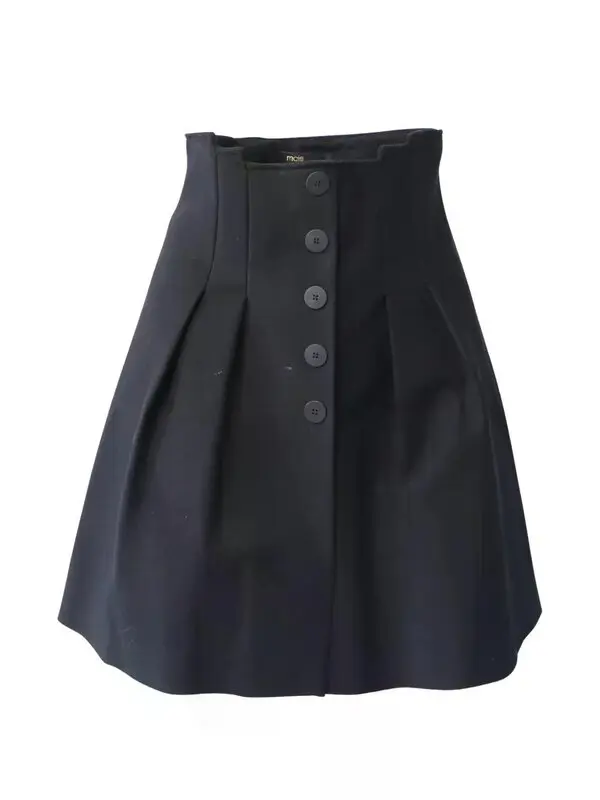 Maje Button Pleated A-line Skirt