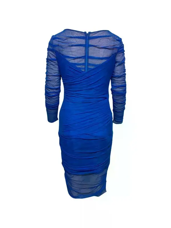 Versace Sheer Sleeve Ruched Dress