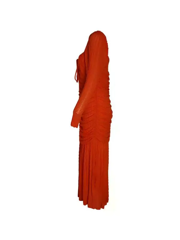 Ganni Ruched Midi Dress - Orange | Editorialist