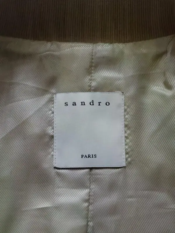 Sandro Leather Ribbed Bomber Jacket