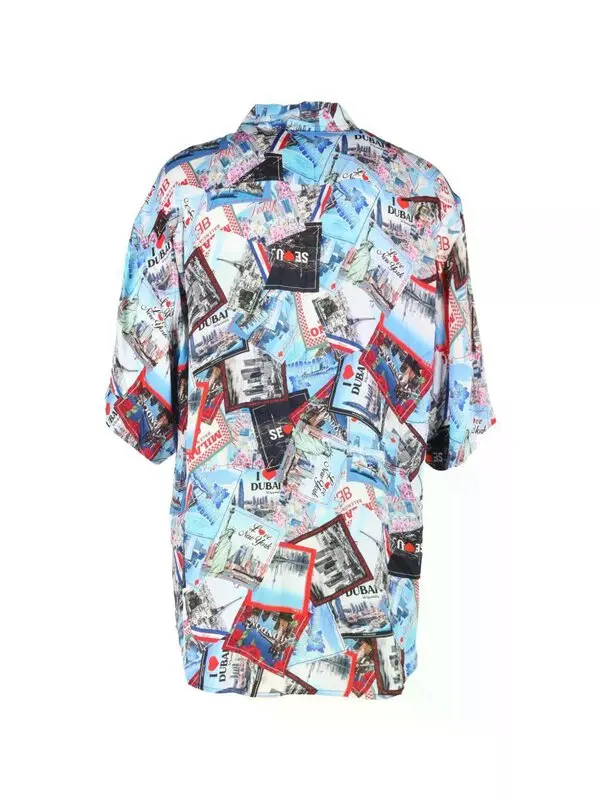 Balenciaga Cities Print Silk Shirt