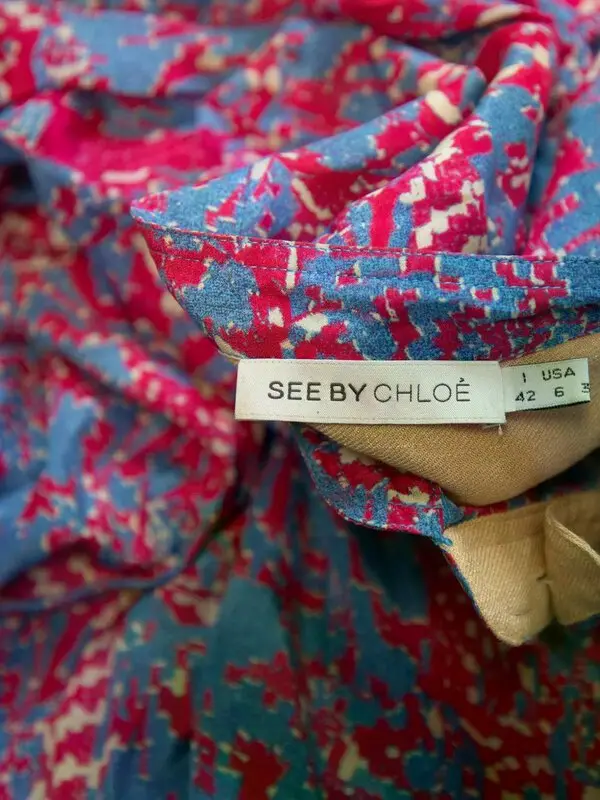 see by chloe silk shirt dress See By Chloé Printed Silk Shirt Dress - Red