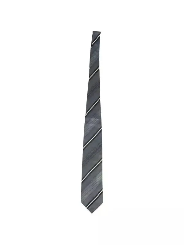 Kenzo Striped Silk Neck Tie - Grey