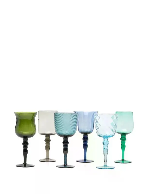 BITOSSI HOME Sculpted Stemmed Glasses - Blue