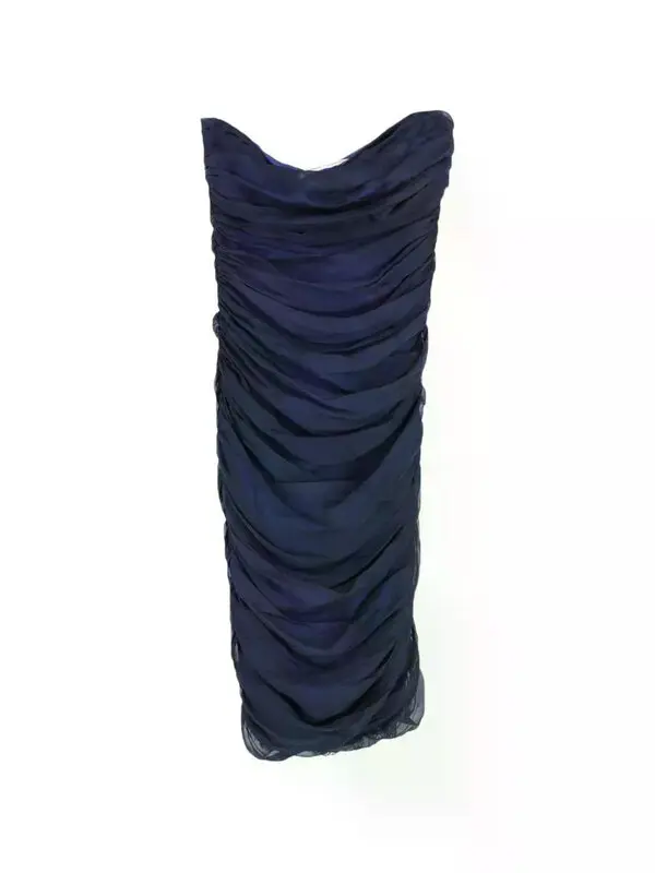 Diane Von Furstenberg Vintage Strapless Ruched Midi Dress