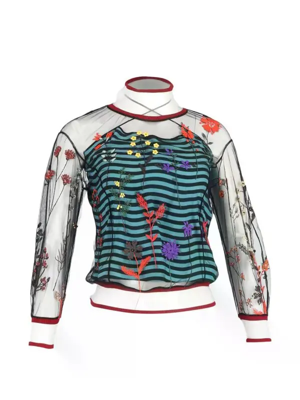 Fendi Embroidered Long Sleeve Blouse