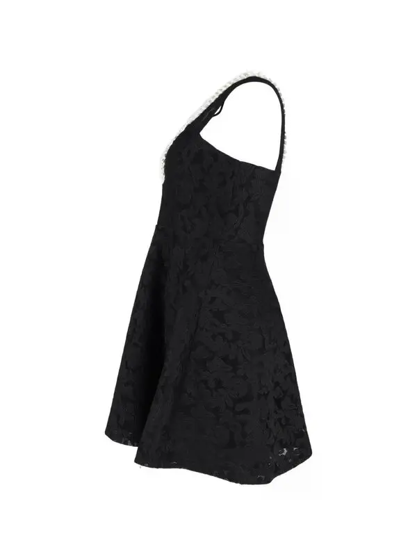 Sandro Rhythm Pleated Embroidered Mesh Dress - Black