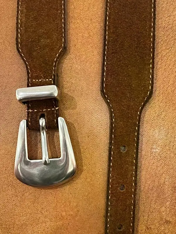 FORTELA Phoenix Suede Buckle Belt - Brown
