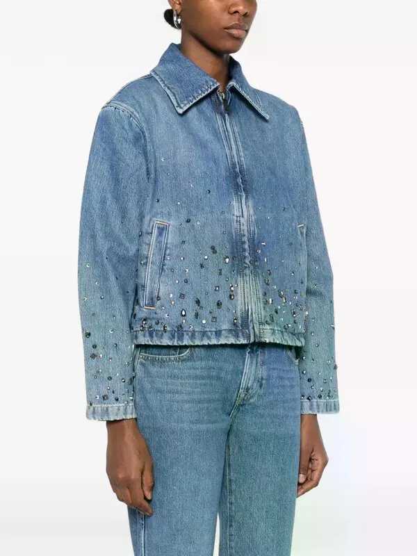 7 For All Mankind Embellished Denim Zip Jacket