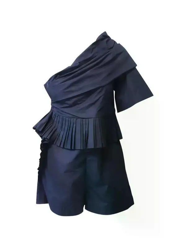Chloé Asymmetrical Pleated Playsuit - Blue