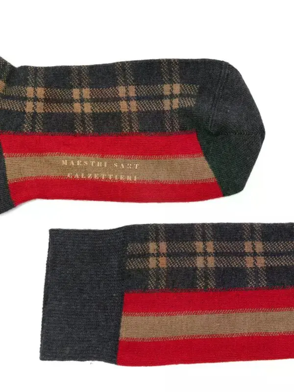 ALTO MILANO Striped Plaid Patterned Socks