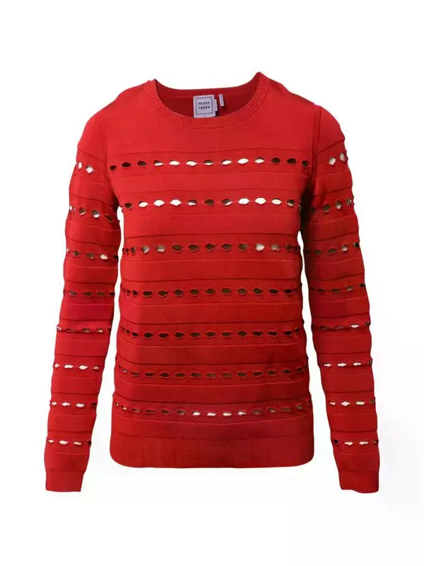 Herve Leger Cut-outs Ribbed Sweater - Red