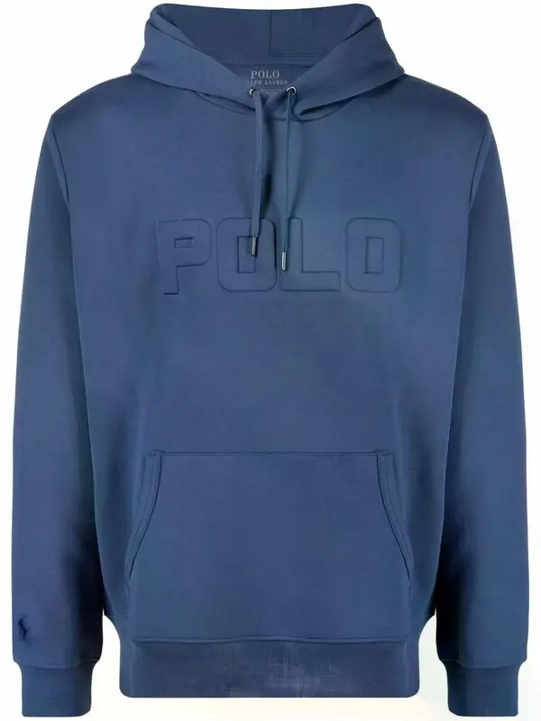 Polo Ralph Lauren Embossed-logo Drawstring Hoodie - Blue