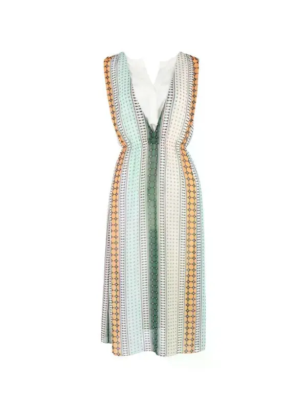 Sandro Striped V-neck Midi Dress