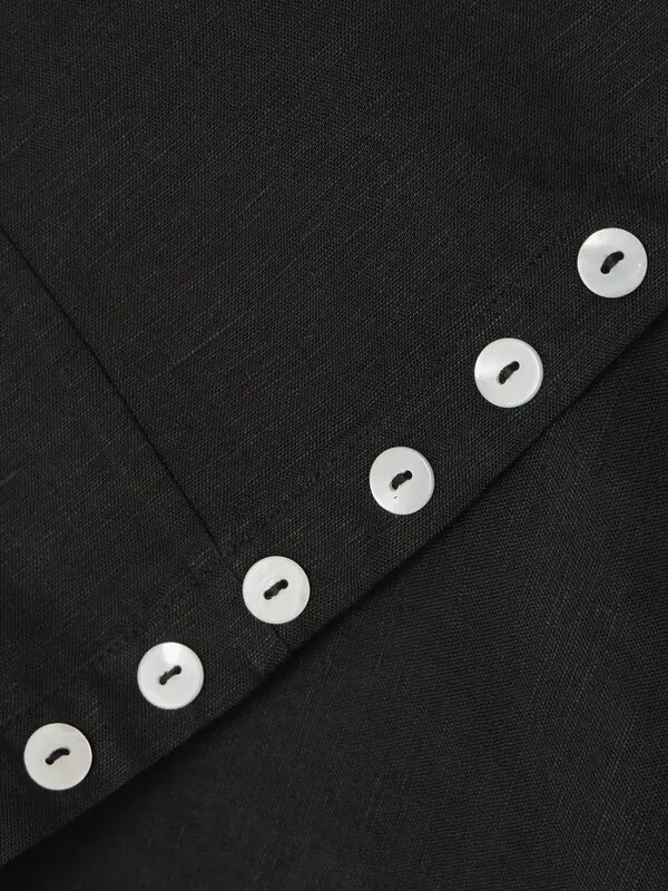 Staud Zandra Button-detailed Linen-blend Mini Wrap Skirt - Black