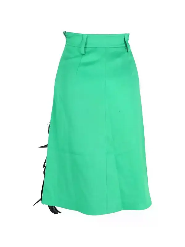 Prada A-line Feather-trimmed Midi Skirt