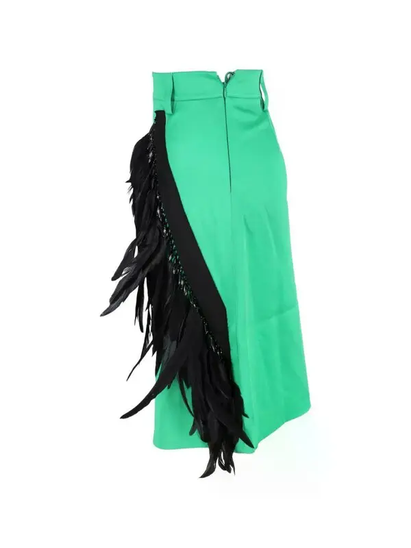 Prada A-line Feather-trimmed Midi Skirt