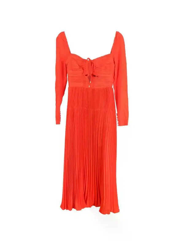 SELF-PORTRAIT Cutout Pleated Halterneck Midi Dress