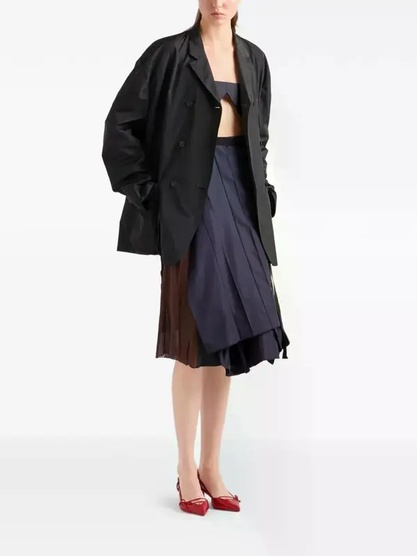 Prada Faille Patchwork Midi Skirt - Brown