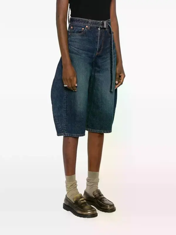 Sacai Cropped Belted Shorts - Blue