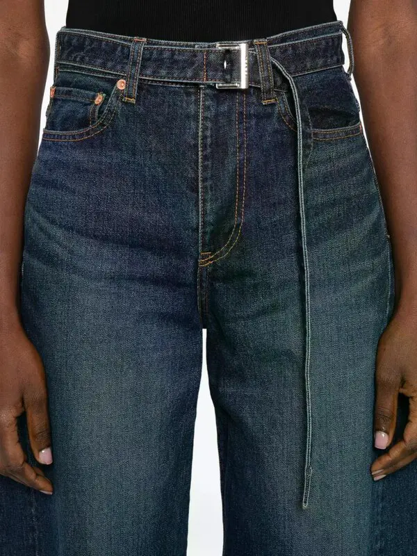 Sacai Cropped Belted Shorts - Blue