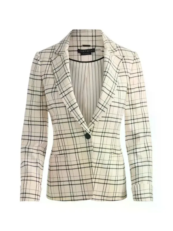 Alice + Olivia Plaid Peak-collar Blazer