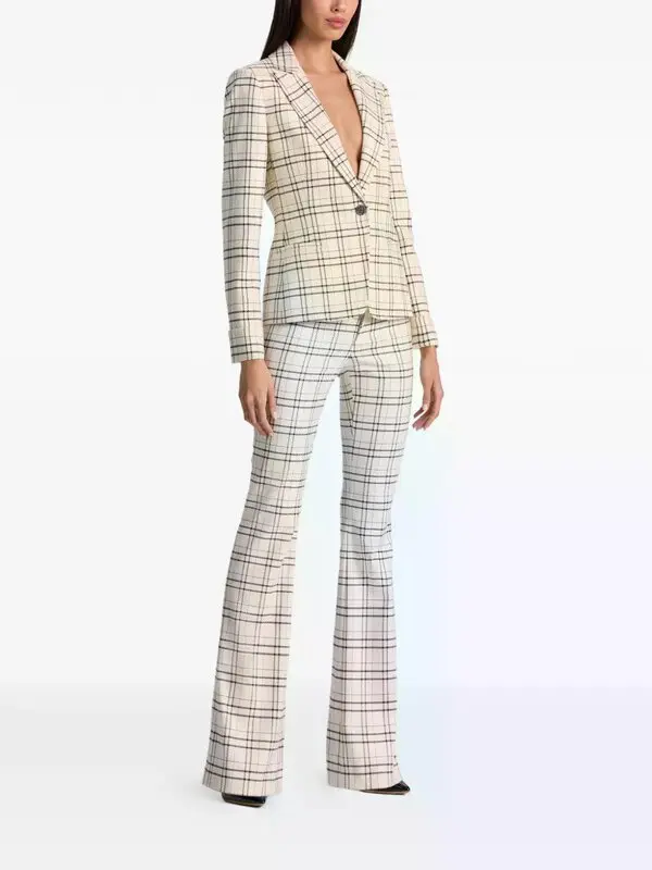 Alice + Olivia Plaid Peak-collar Blazer