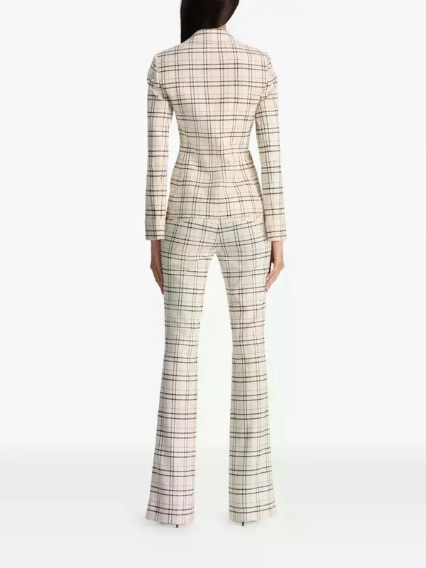 Alice + Olivia Plaid Peak-collar Blazer