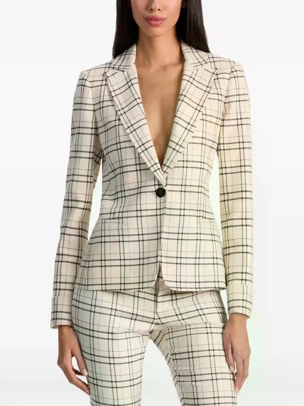 Alice + Olivia Plaid Peak-collar Blazer