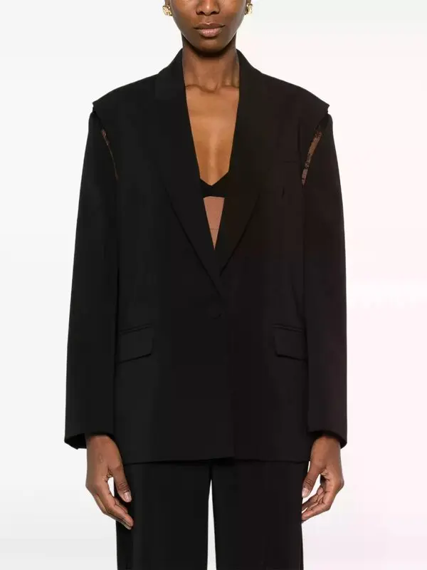 Patrizia Pepe Oversized Crepe Blazer With Flared Cuffs
