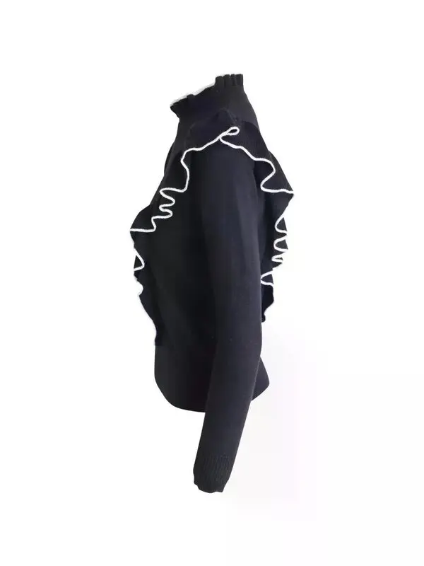 Sandro Ruffle-trim Ribbed Knit Sweater