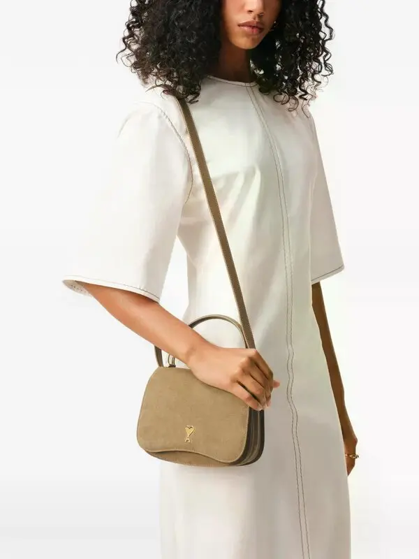 AMI Paris Paris Leather Shoulder Bag - Neutrals