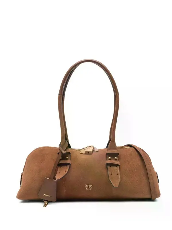 Pinko Padlock Suede Tote - Brown