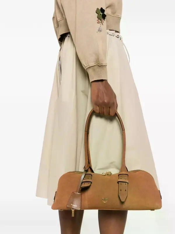 Pinko Padlock Suede Tote - Brown