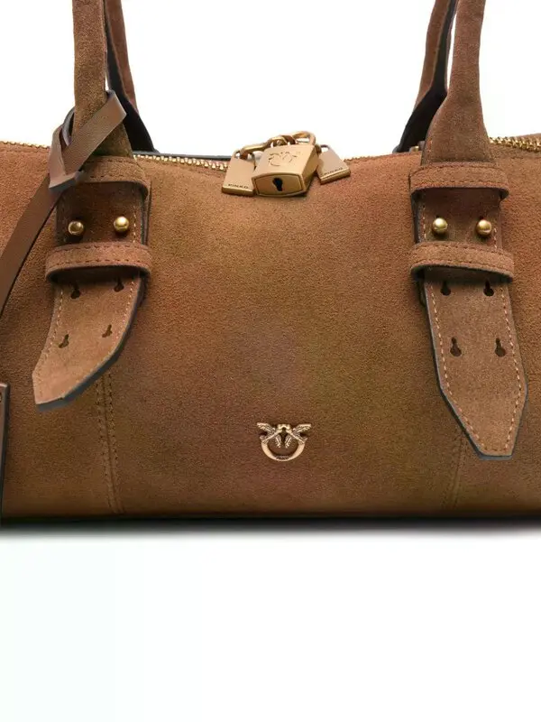 Pinko Padlock Suede Tote - Brown