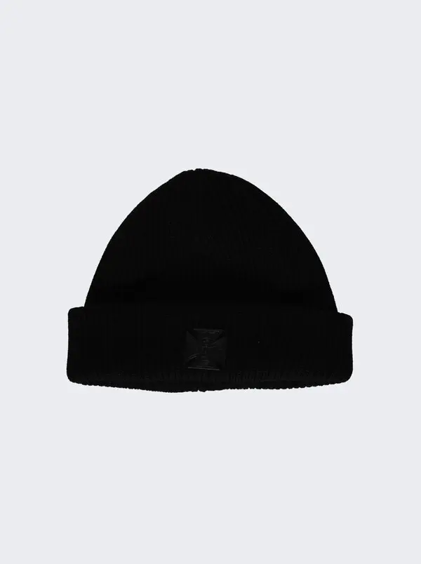 Vetements Leather Cross Label Beanie - Black