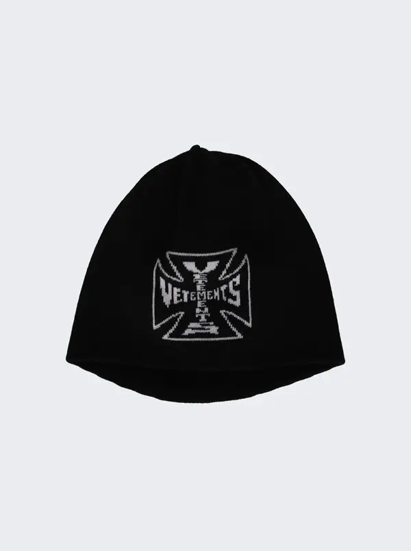 Vetements Biker Cross Logo Beanie - Black