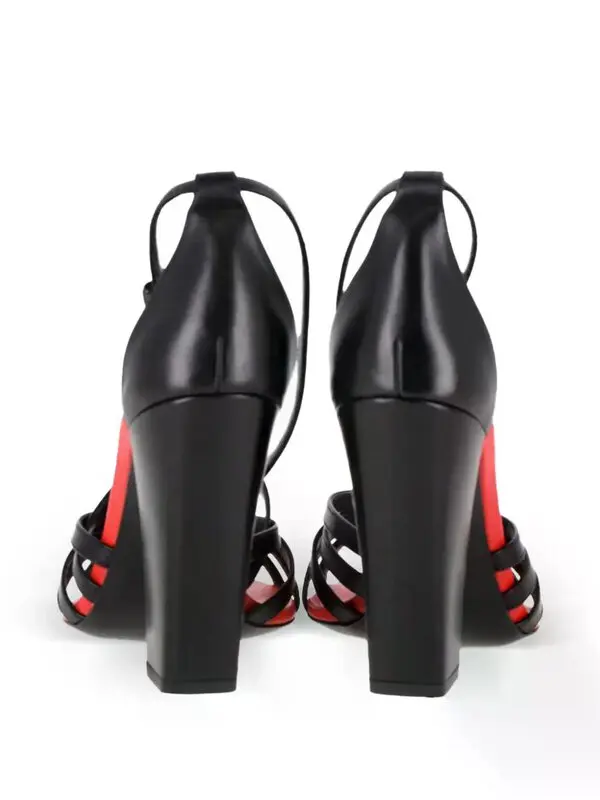 Burberry Leather Thong Sandals With Block Heel