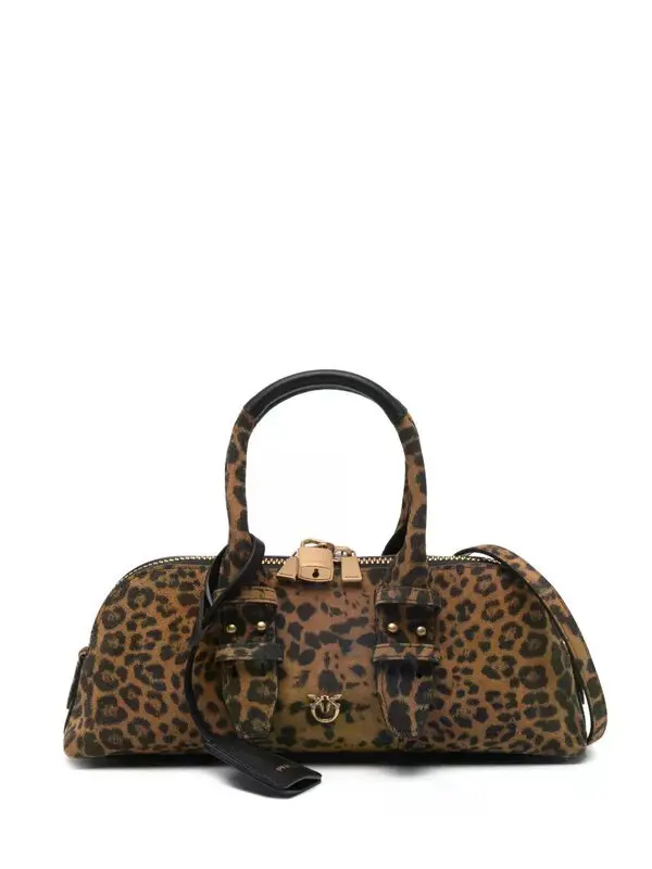 Pinko Leopard Print Padlock Tote Bag - Brown