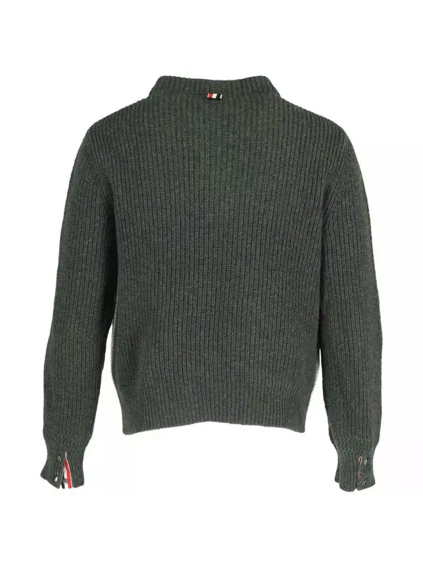 Thom Browne Ribbed-knit Moc-neck Sweater
