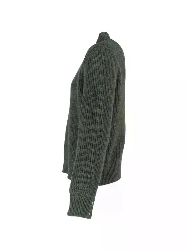 Thom Browne Ribbed-knit Moc-neck Sweater