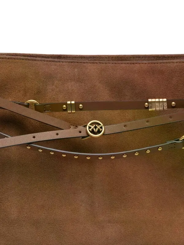 Pinko Studded-strap Shoulder Bag - Brown