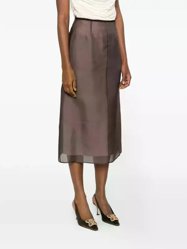 Agnona Sheer High-waist Midi Skirt