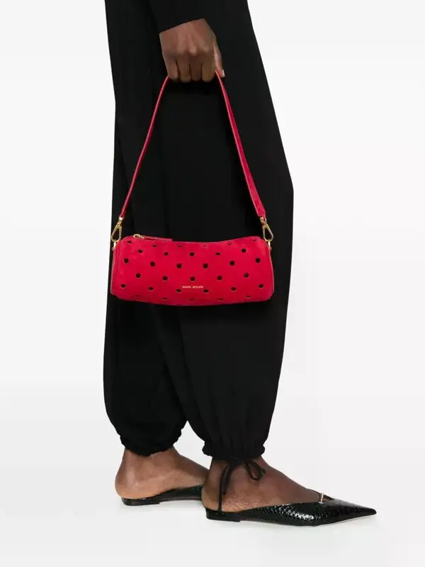 Manu Atelier Mini Cylinder Perforated Shoulder Bag - Red