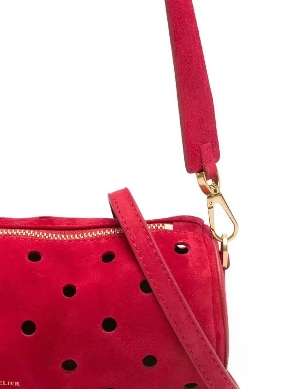Manu Atelier Mini Cylinder Perforated Shoulder Bag - Red