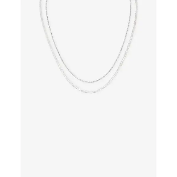 ASTRID & MIYU Illusion Double Chain Necklace - Rhodium